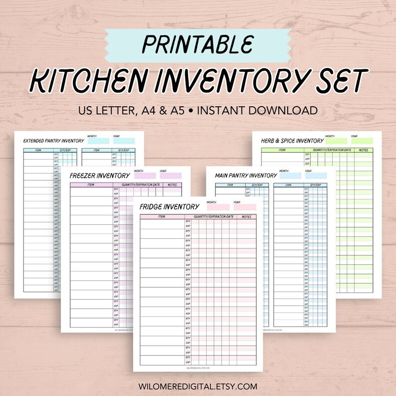 Printable Kitchen Inventory | Fridge Inventory | Pantry Inventory ...