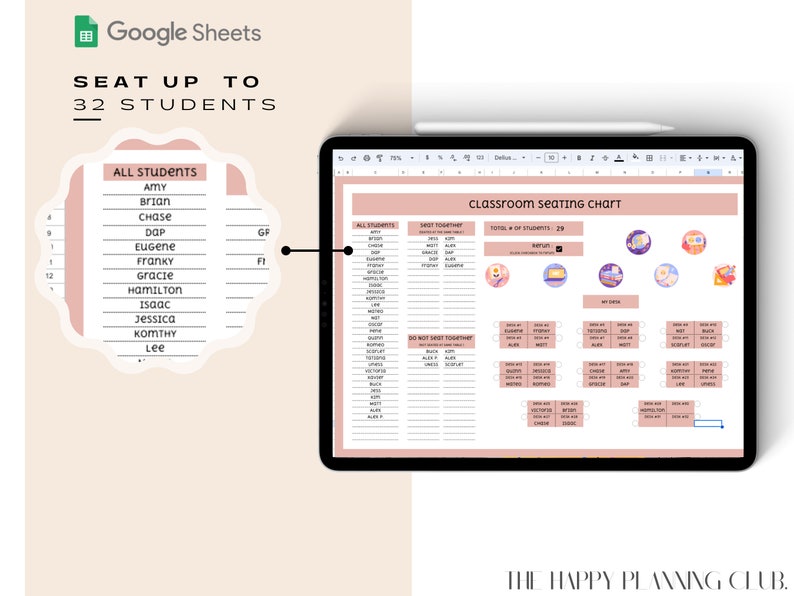 Randomized Seating Chart | Google Sheets - Etsy