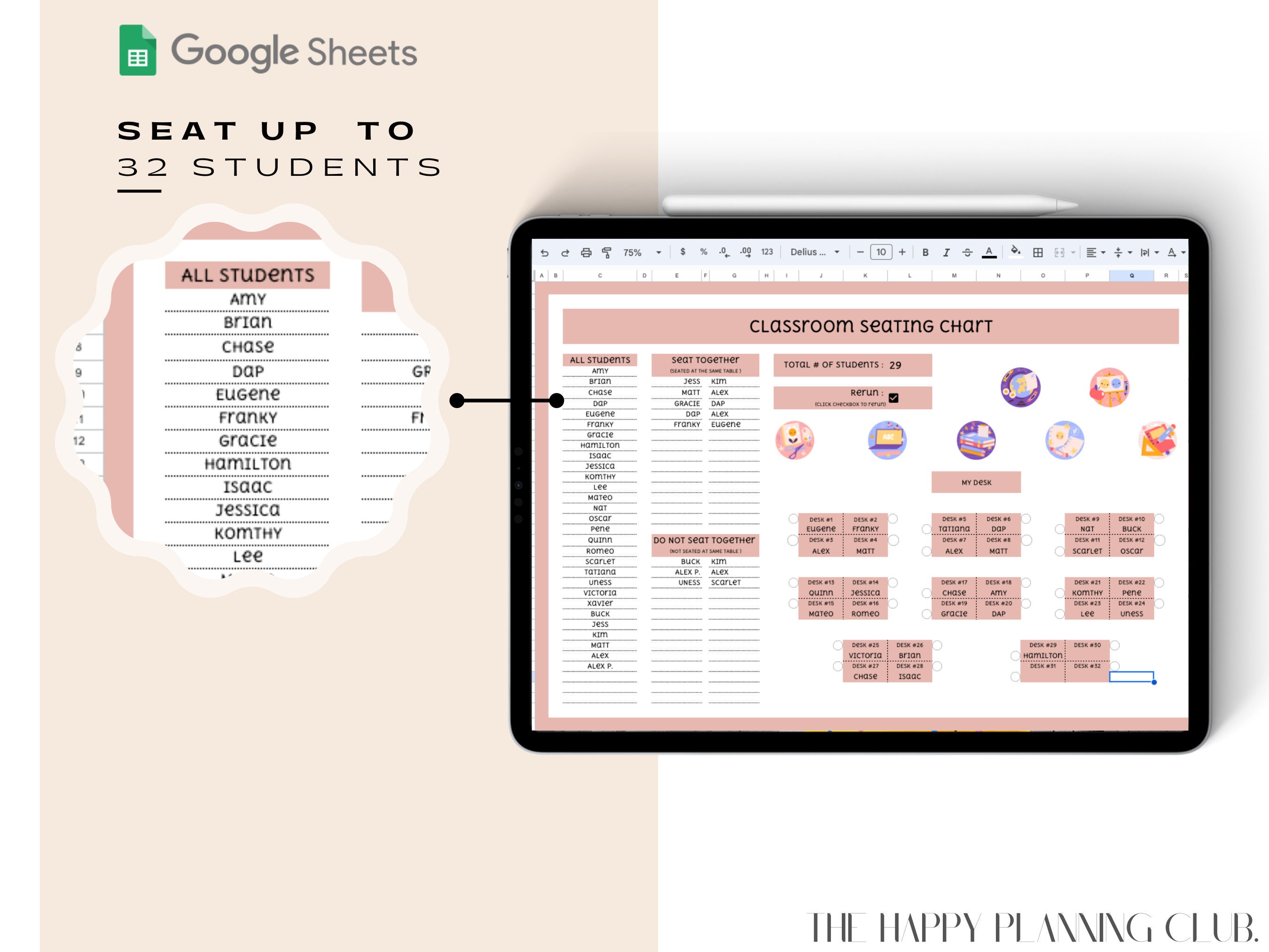 Randomized Seating Chart | Google Sheets - Etsy
