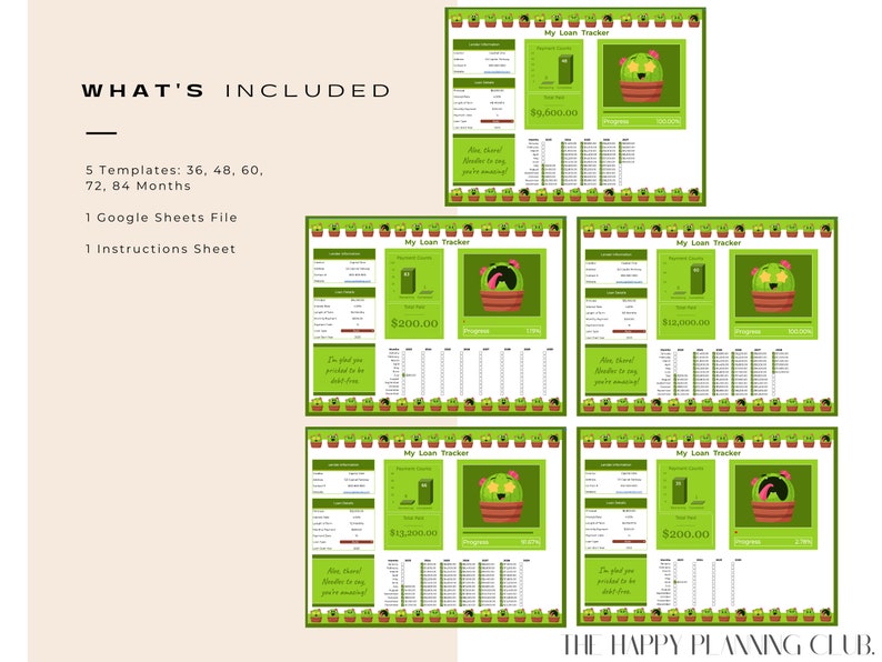 Cactus Loan Tracker Dashboard Google Sheets - Etsy
