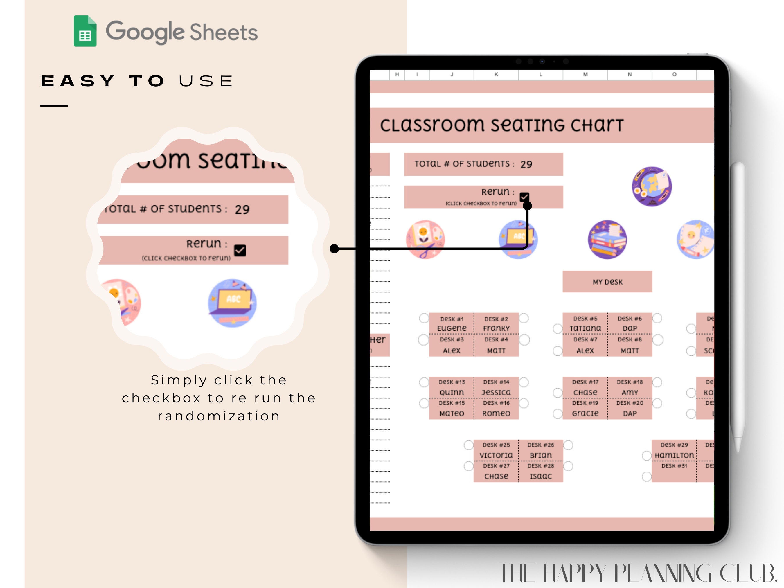 Randomized Seating Chart | Google Sheets - Etsy