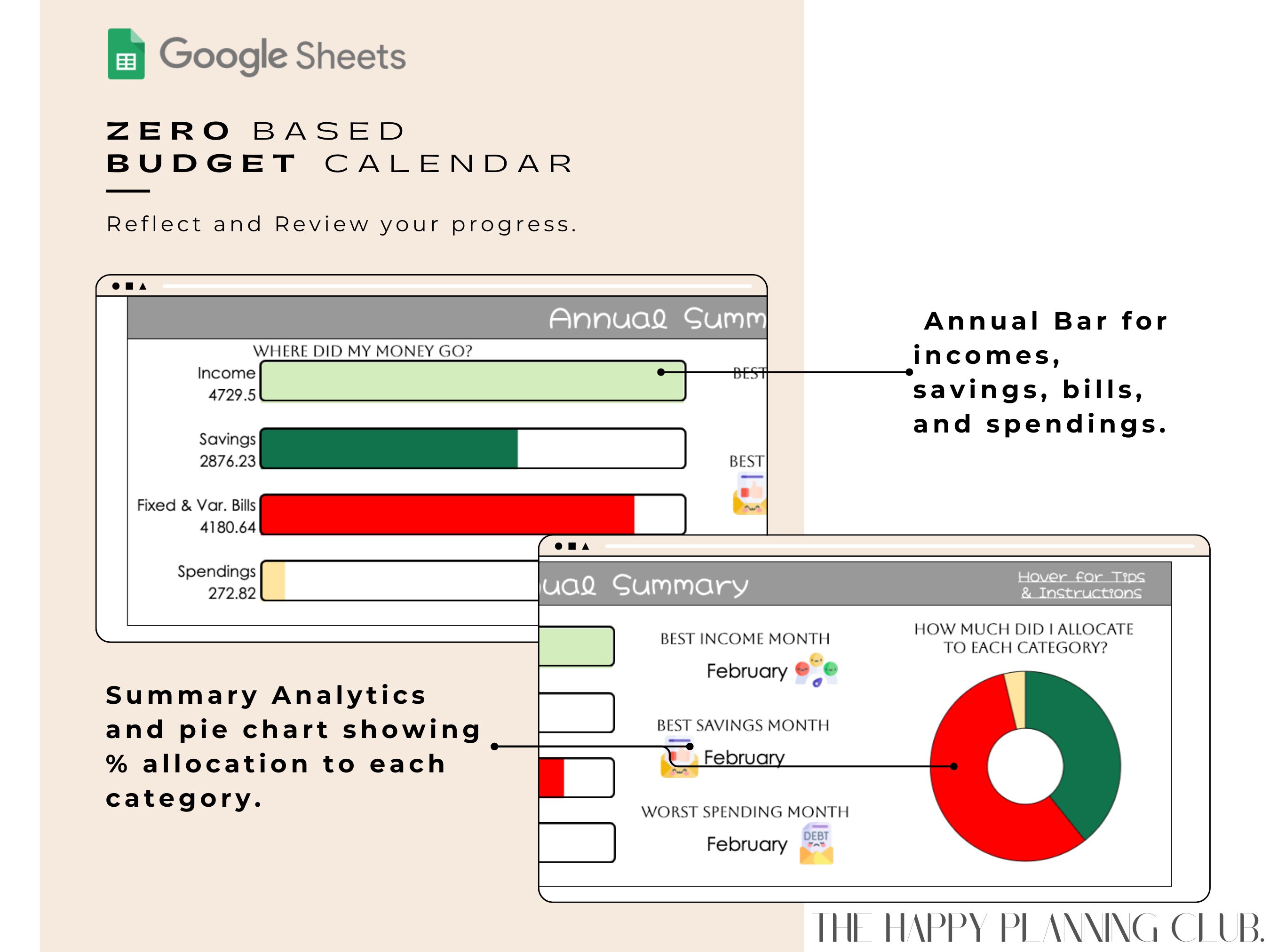 Zero Based Budget and Bill Calendar | Google Sheets | Warm Theme ...