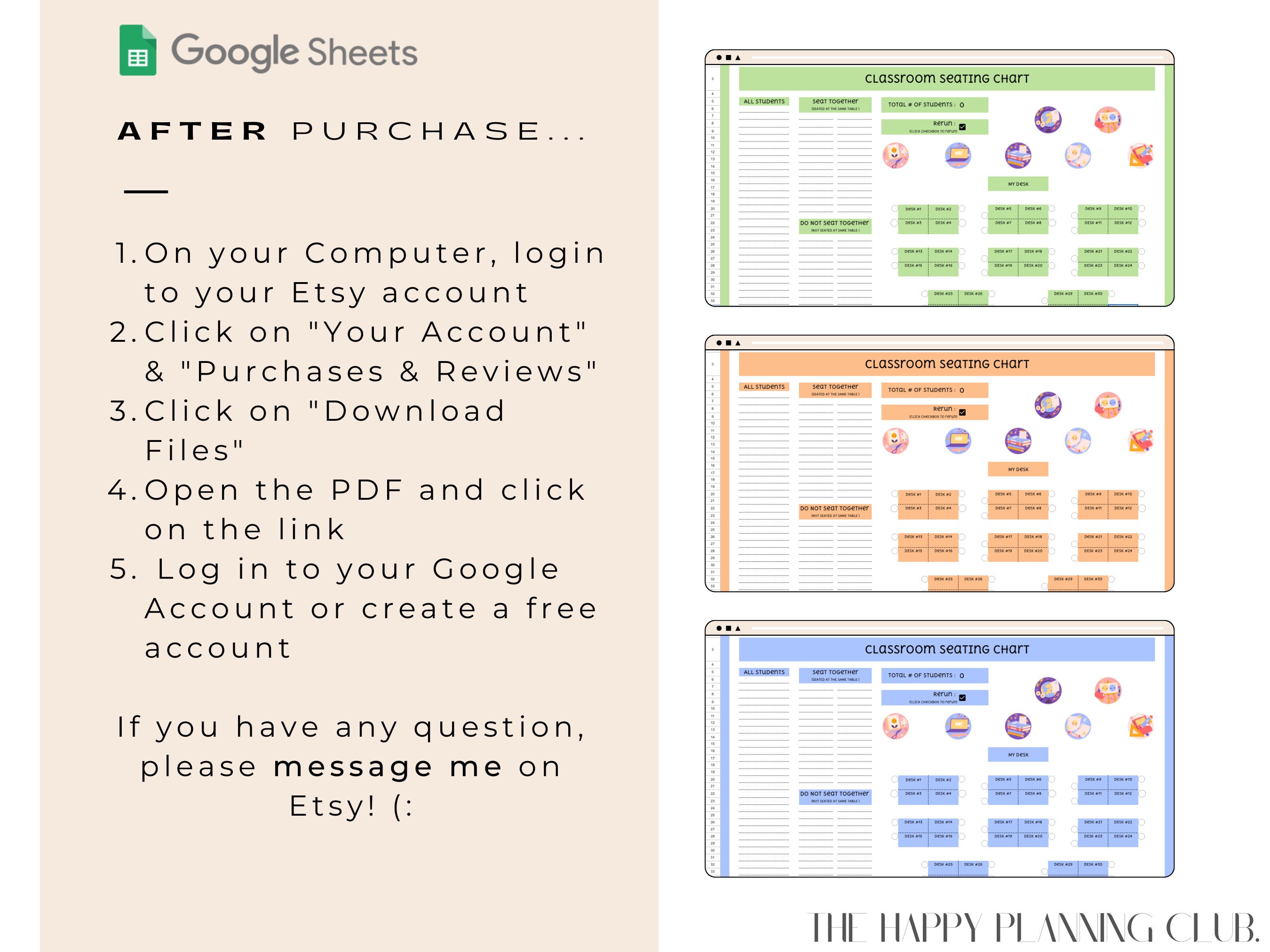 Randomized Seating Chart | Google Sheets - Etsy