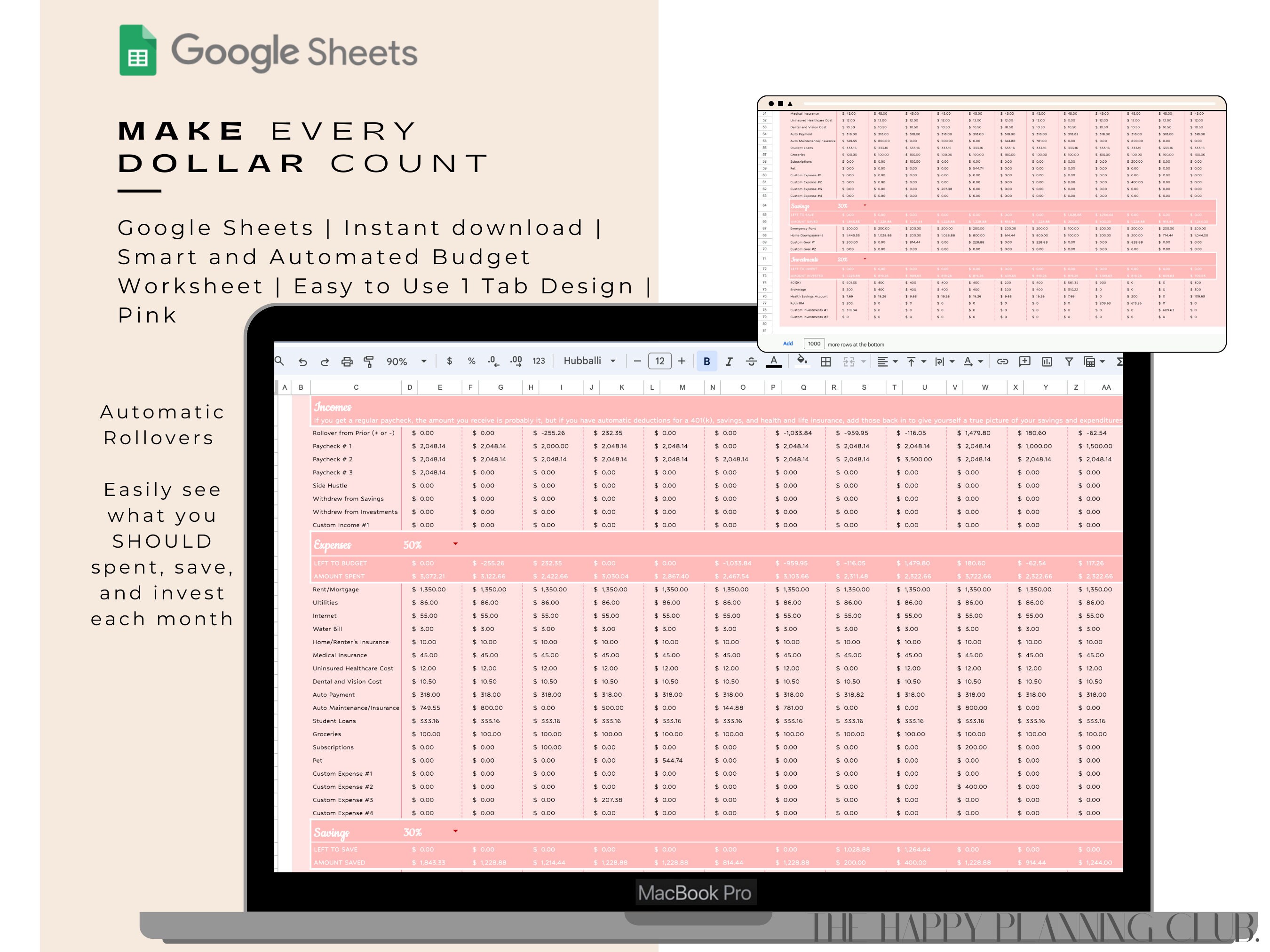 Customizable Annual Budget Dashboard - Interactive Budgeting Tool With ...