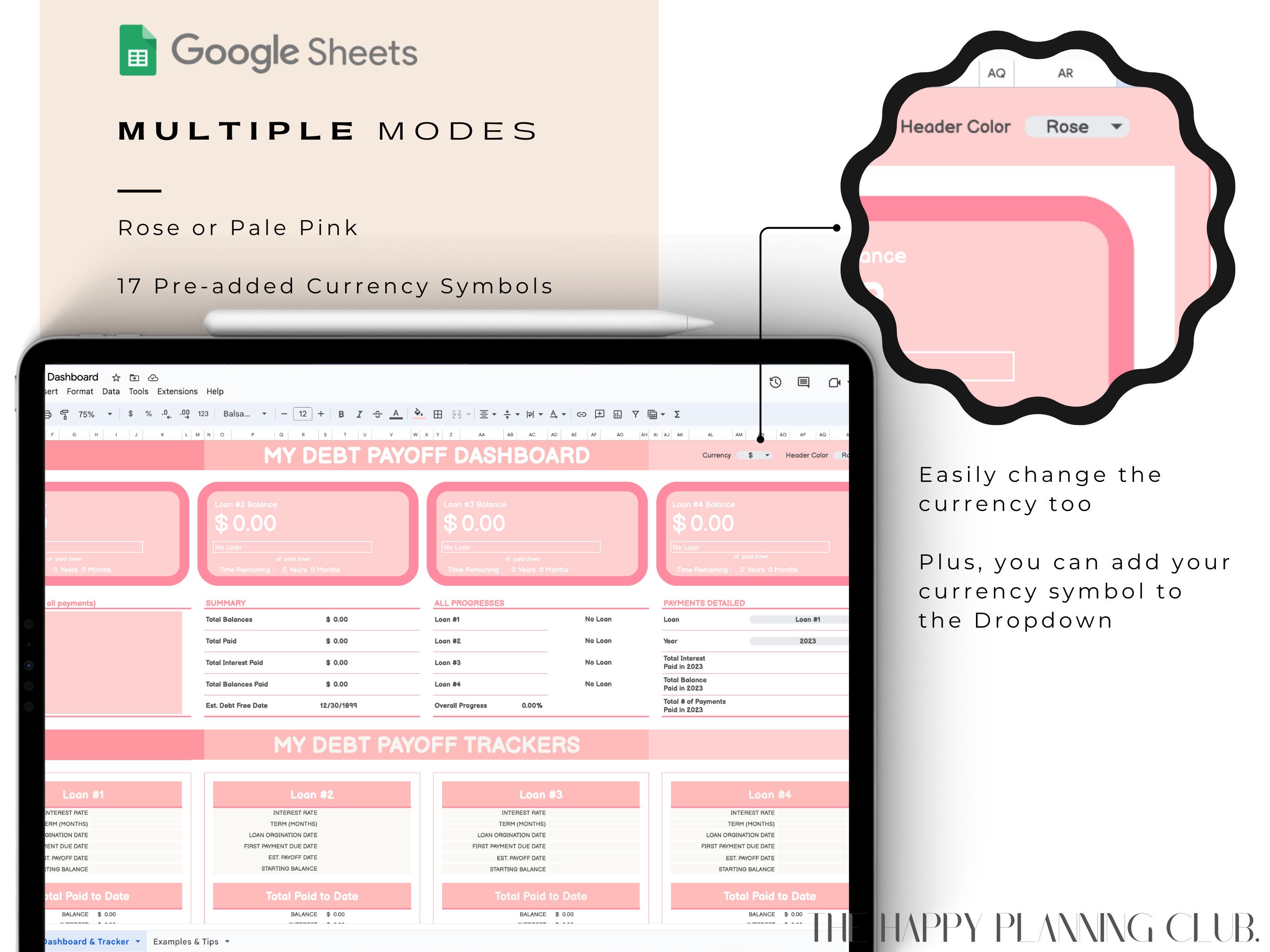 Debt Payoff Dashboard | Google Sheets | Rose Pink - Etsy