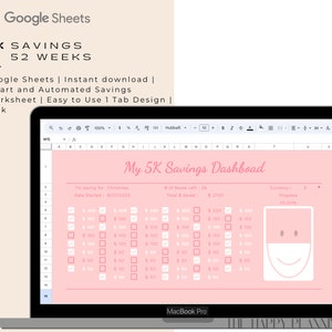 5K Savings Challenge | Google Sheets | Rose Pink - Etsy