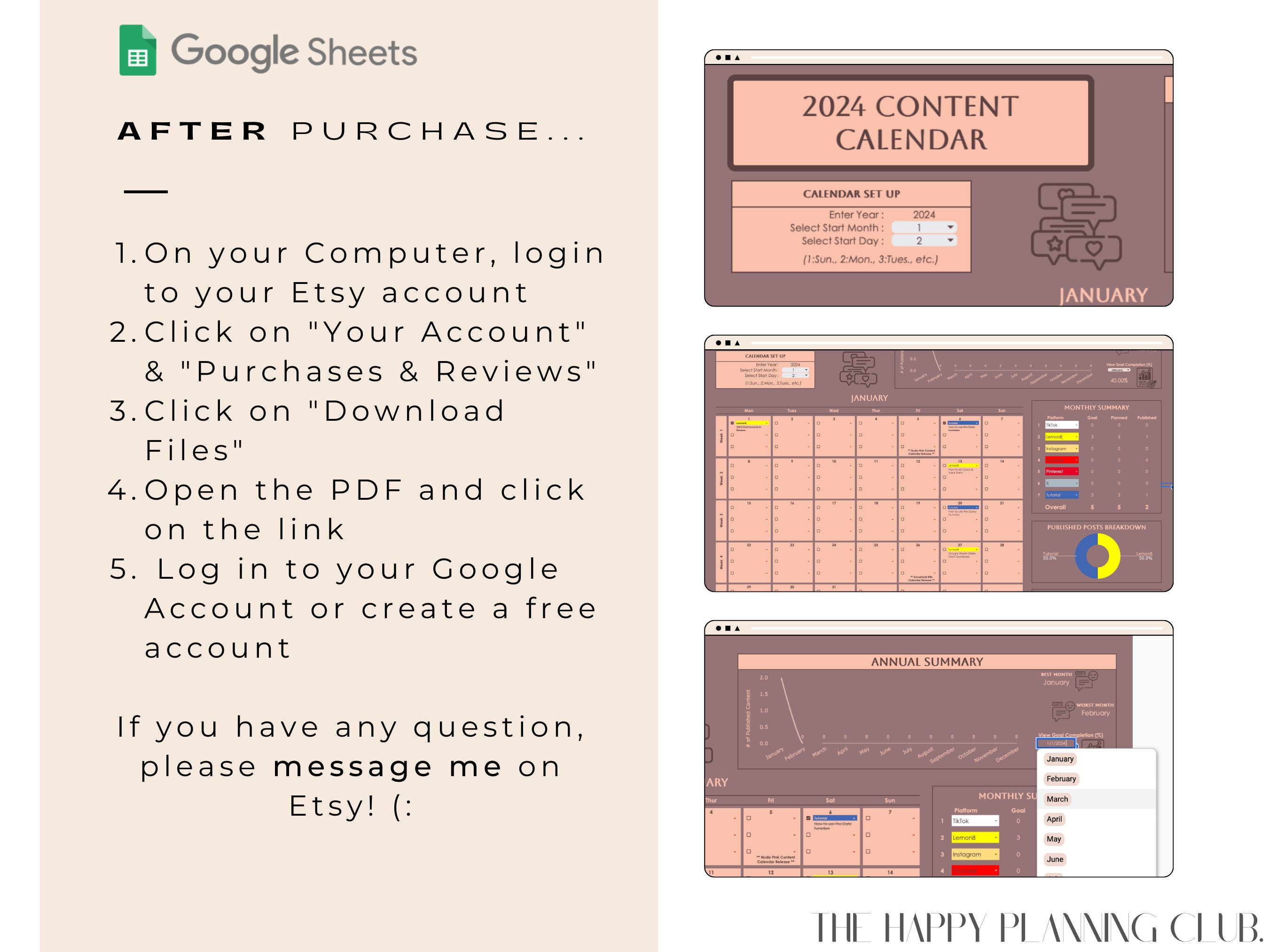 Scrolling Content Calendar Tracker | Google Sheets | Plan and Track ...