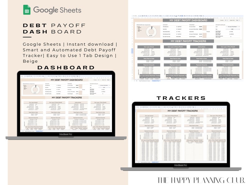 Debt Payoff Dashboard | Google Sheets | Beige - Etsy