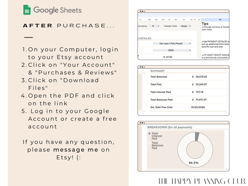 Debt Payoff Dashboard | Google Sheets | Beige - Etsy