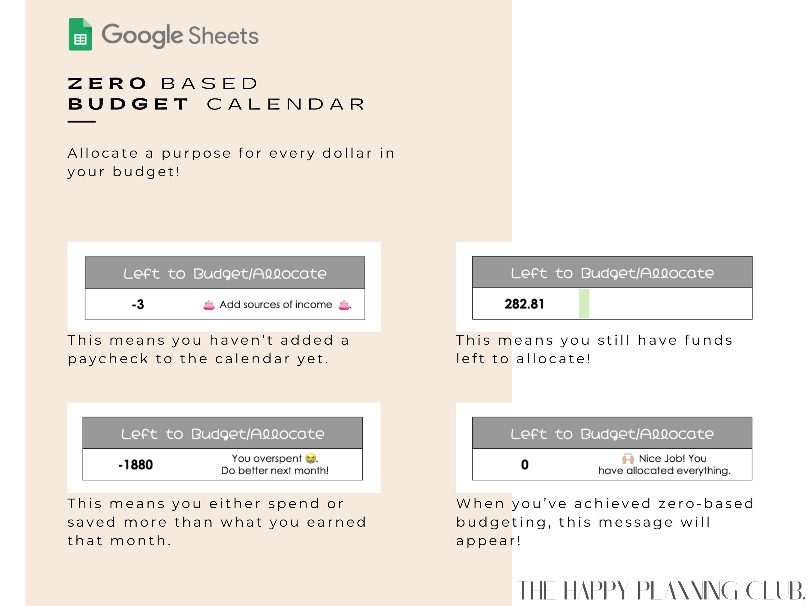 Zero Based Budget and Bill Calendar | Google Sheets | Warm Theme ...