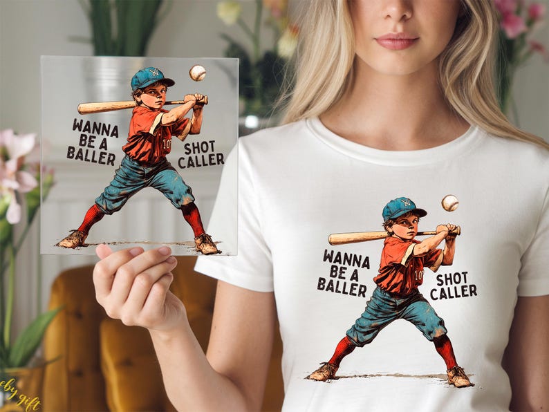 Wanna Be a Baller Shot Caller DTF, Vintage Baseball Boy DTF, Sport ...