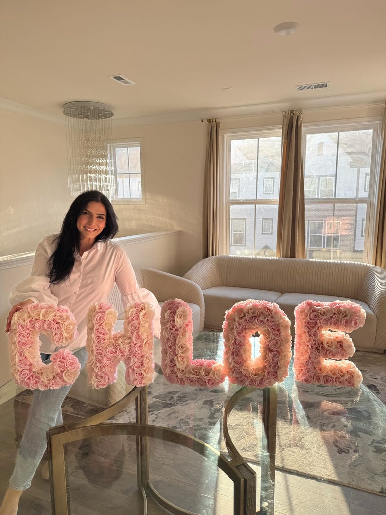 12" Custom Real Touch Flower Name, Name Sign, Flower Letter, Flower ...