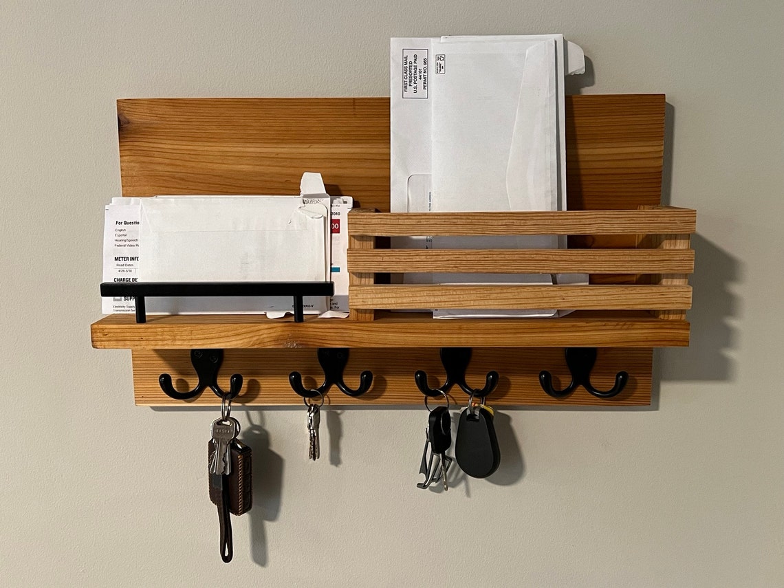 DIY Key Holder and Mail Shelf Plan - Etsy