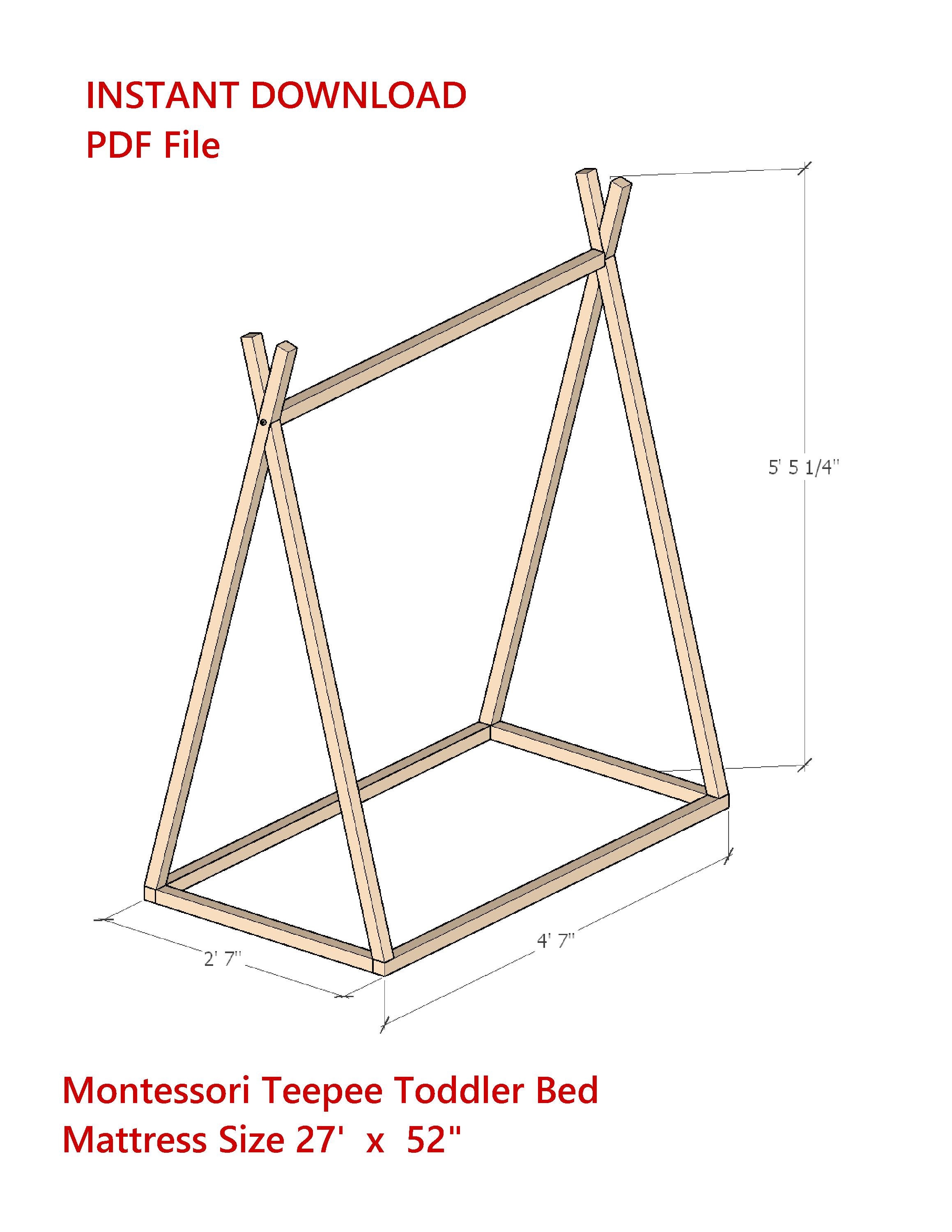 Montessori Teepee Toddler Bed DIY do-it-yourself Plan From Red Oak - Etsy
