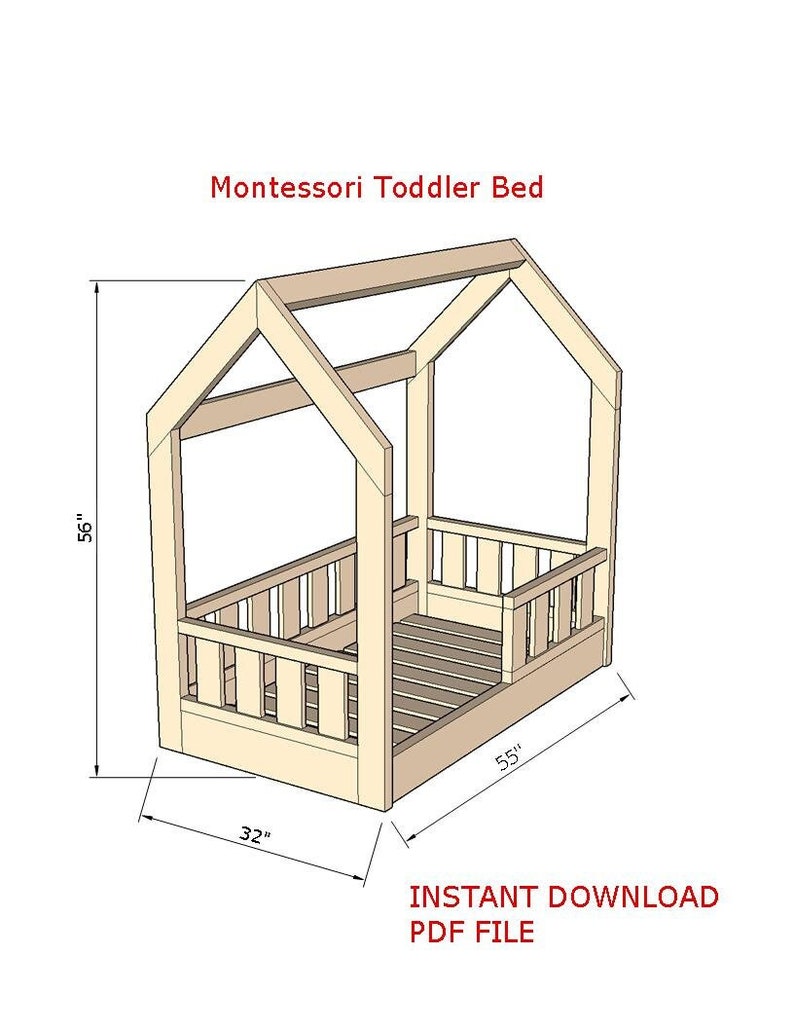 Toddler Size House Bed PDF Plan, Montessori Bed Plan, DIY (do-it ...