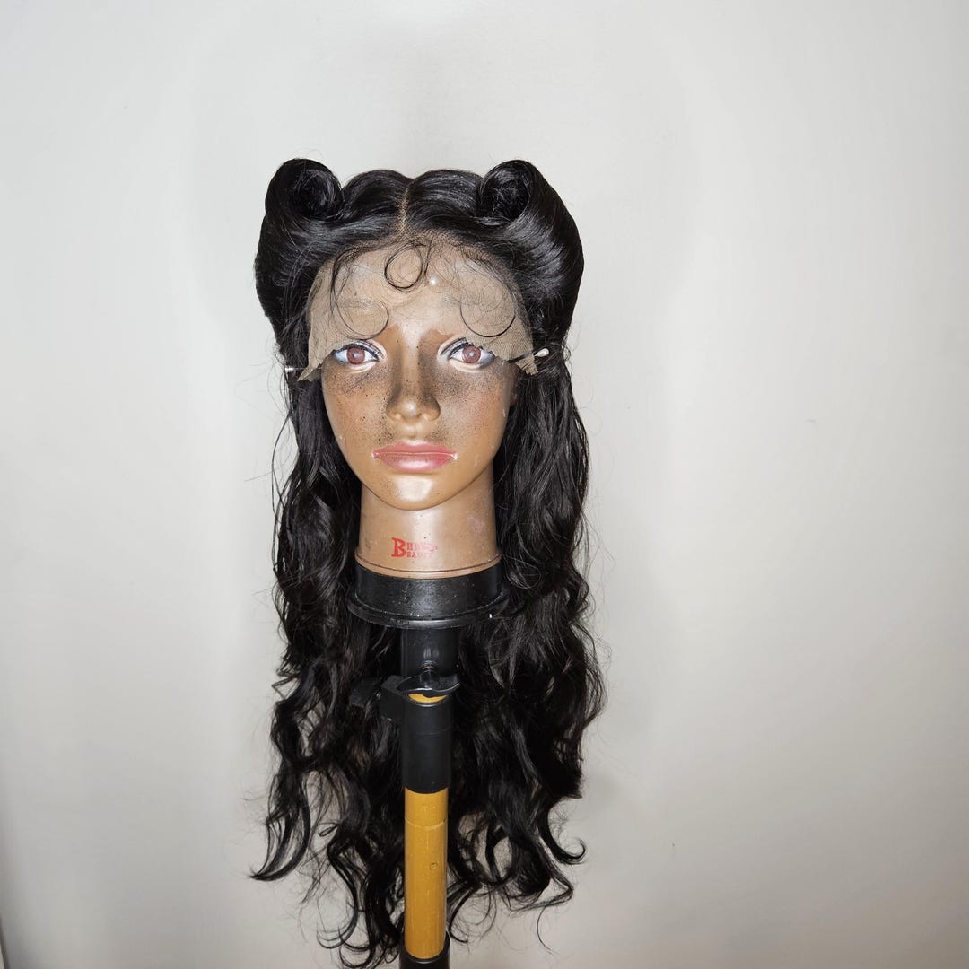 Vintage 40s Inspired Victory Rolls Styled Wig in Long Natural Black Wig ...