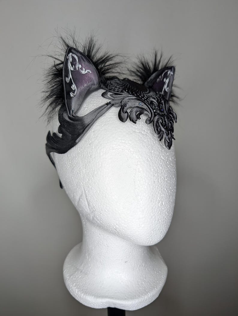Black Cat Ear Crown With Fur - Etsy