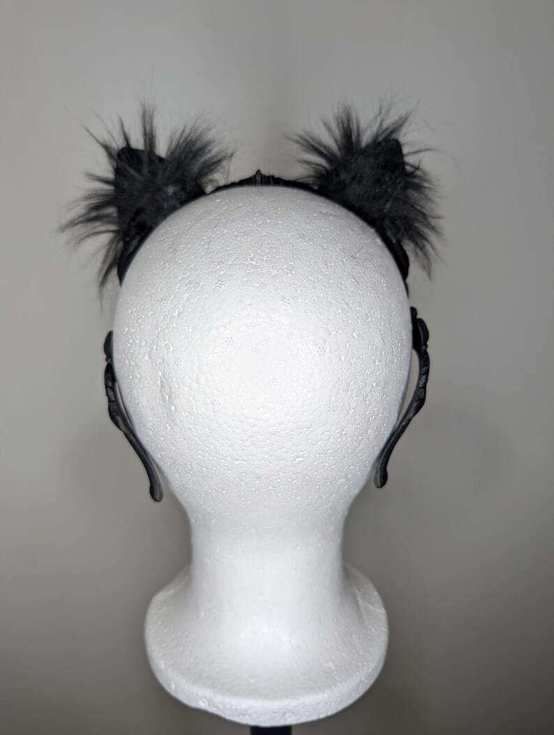 Black Cat Ear Crown With Fur - Etsy