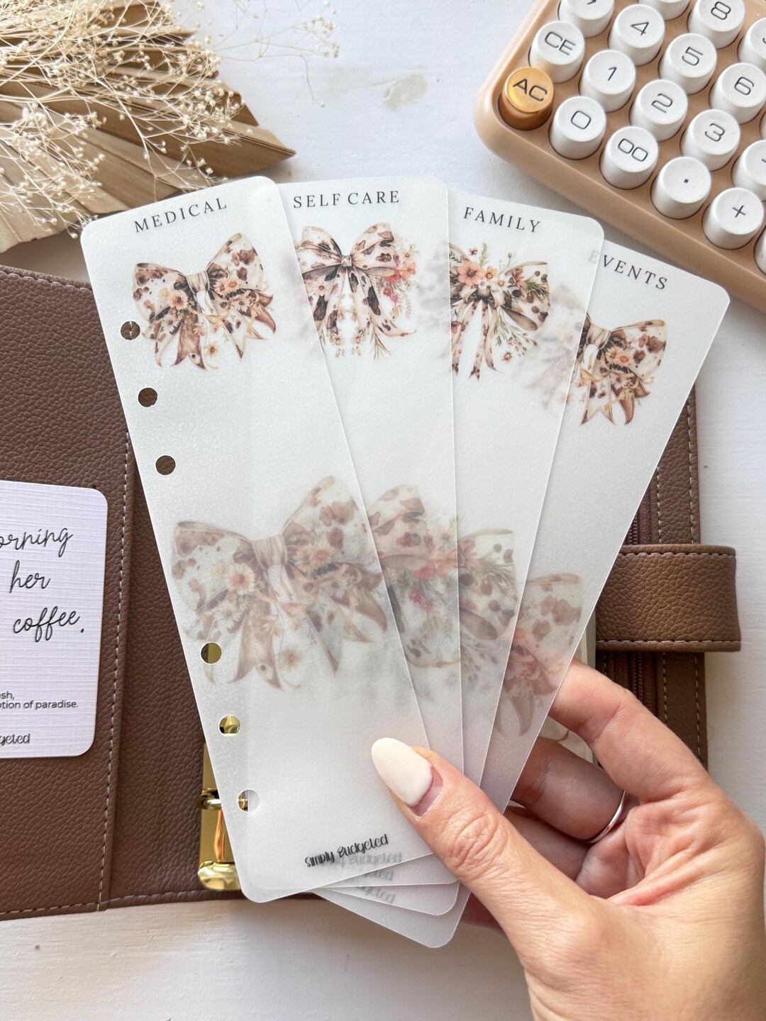 Boho Bow Bookmarks for A6 Binders | 4 Pack - Etsy