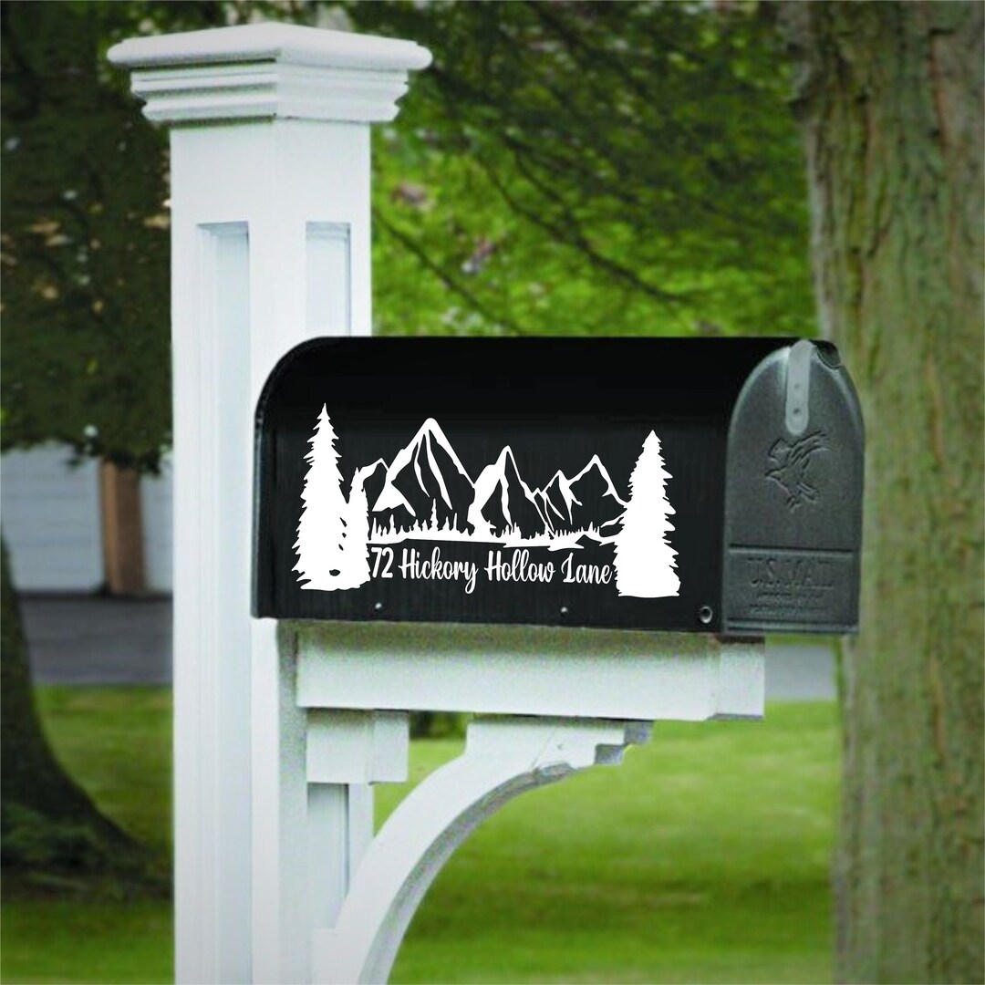 Set of 2 Mountains and Trees Outdoor Scene Decals for Mailbox With ...