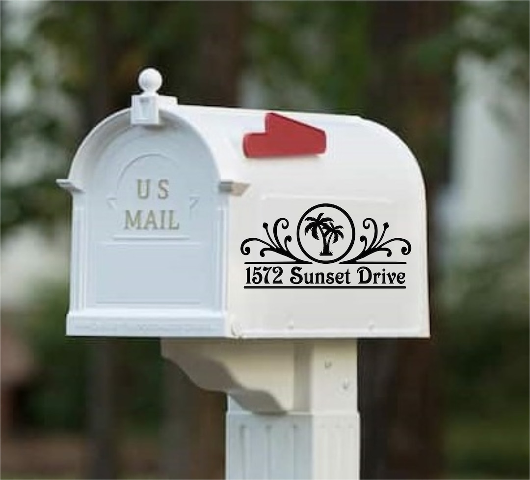 Set of 2 Palm Tree Decals for Mailbox Personalized With Street Address ...
