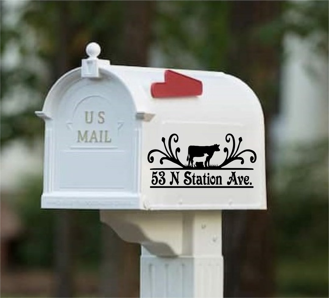 Set of 2 Cow and Calf Scrolled Vinyl Decals Personalized With Street ...