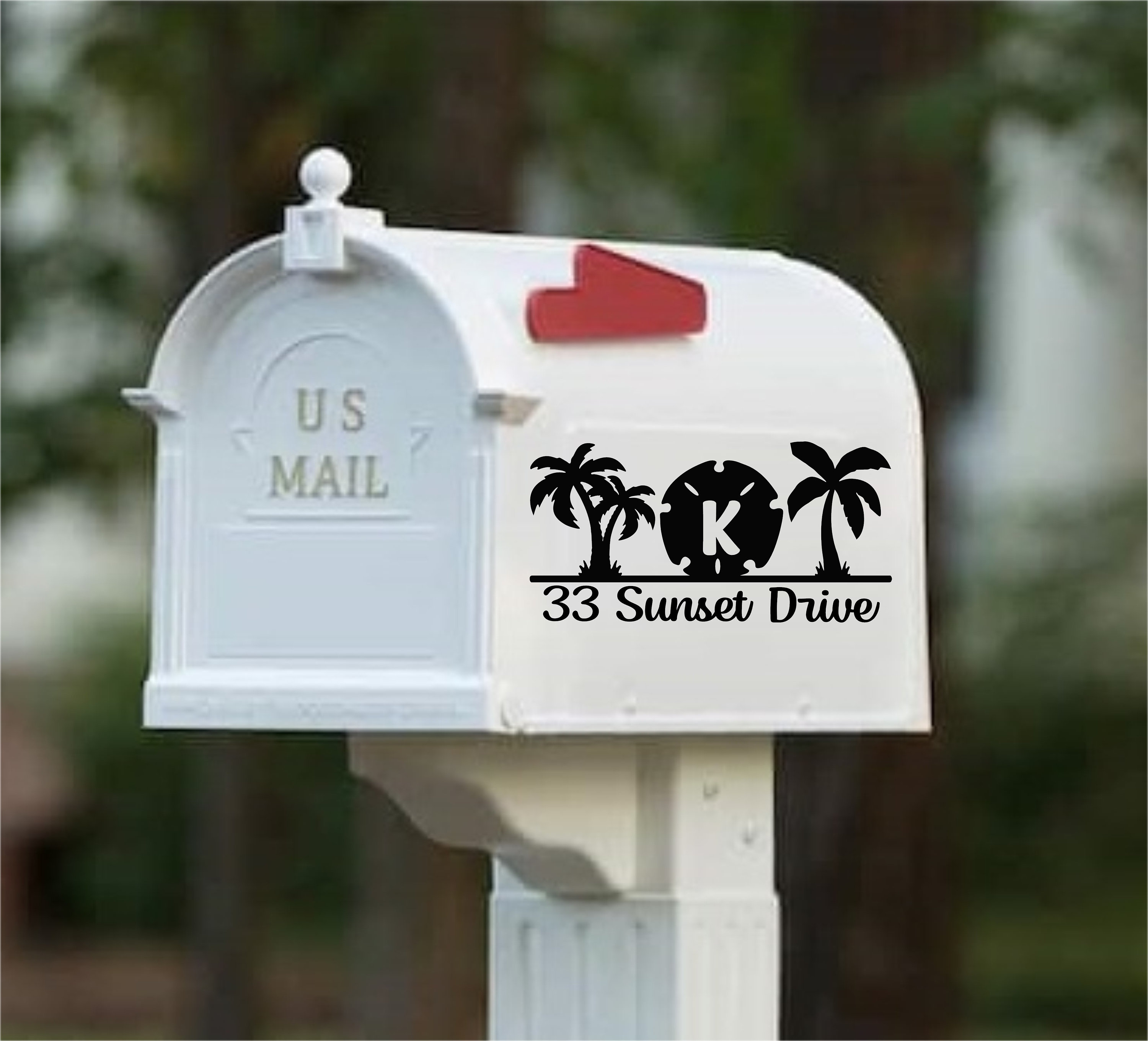 Set of 2 Palm Trees and Sand Dollar Decals for Mailbox Personalized ...