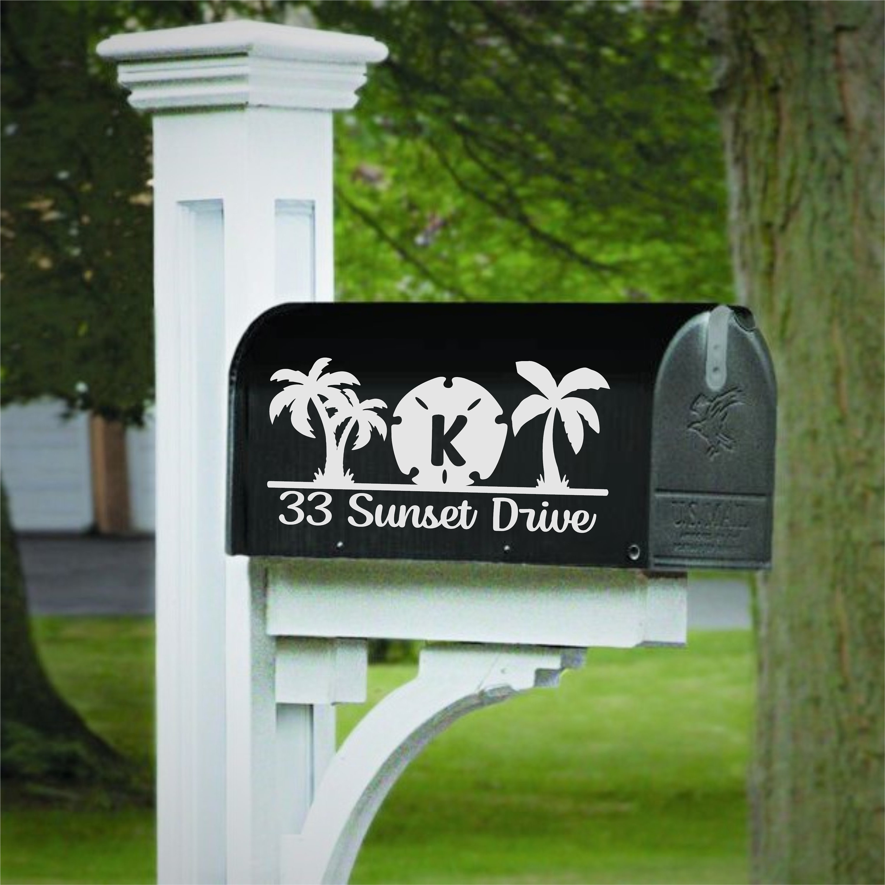 Set of 2 Palm Trees and Sand Dollar Decals for Mailbox Personalized ...