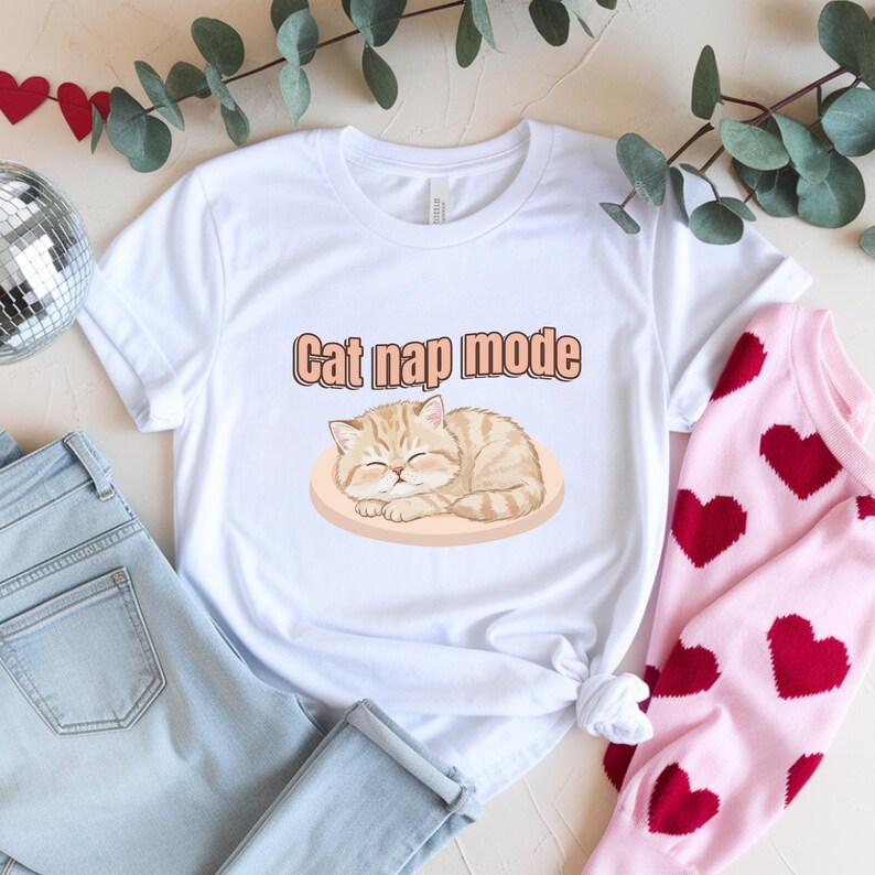 Cat Nap Mode Shirt, Sleeping Cat Graphic Tee, Cute Cat Lover Shirt ...