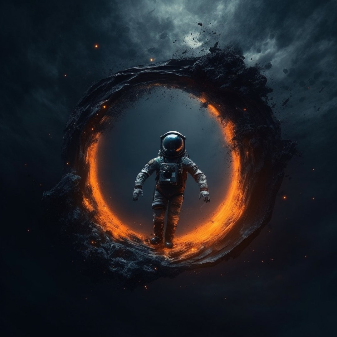Astronaut in Worm Hole Black Hole Astronaut Wall Art Digital - Etsy