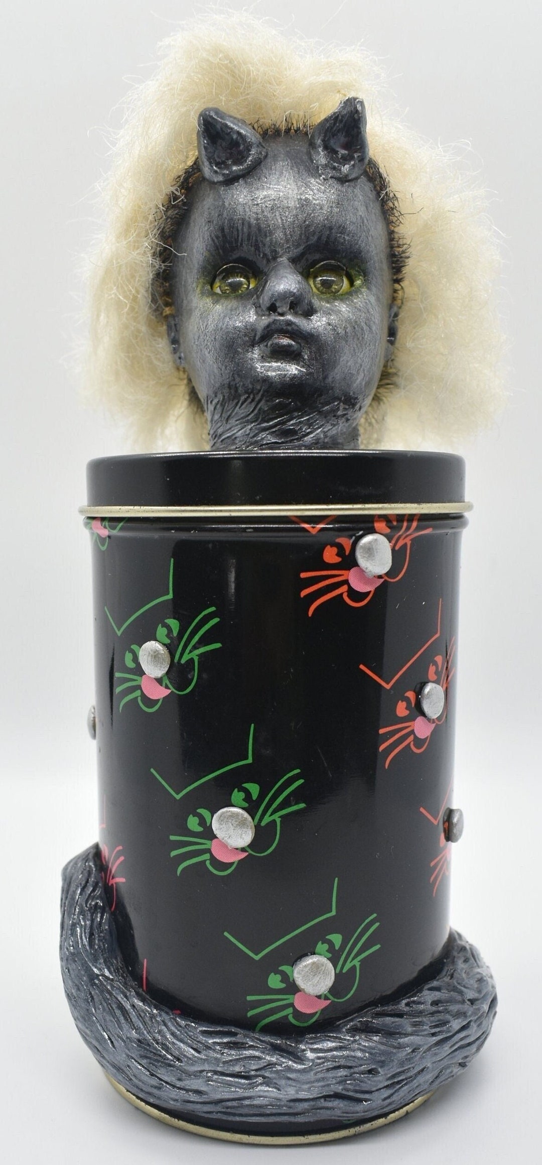Doll Assemblage "tricks or Treats" Hand Painted Goth Horror Kitty Meow ...