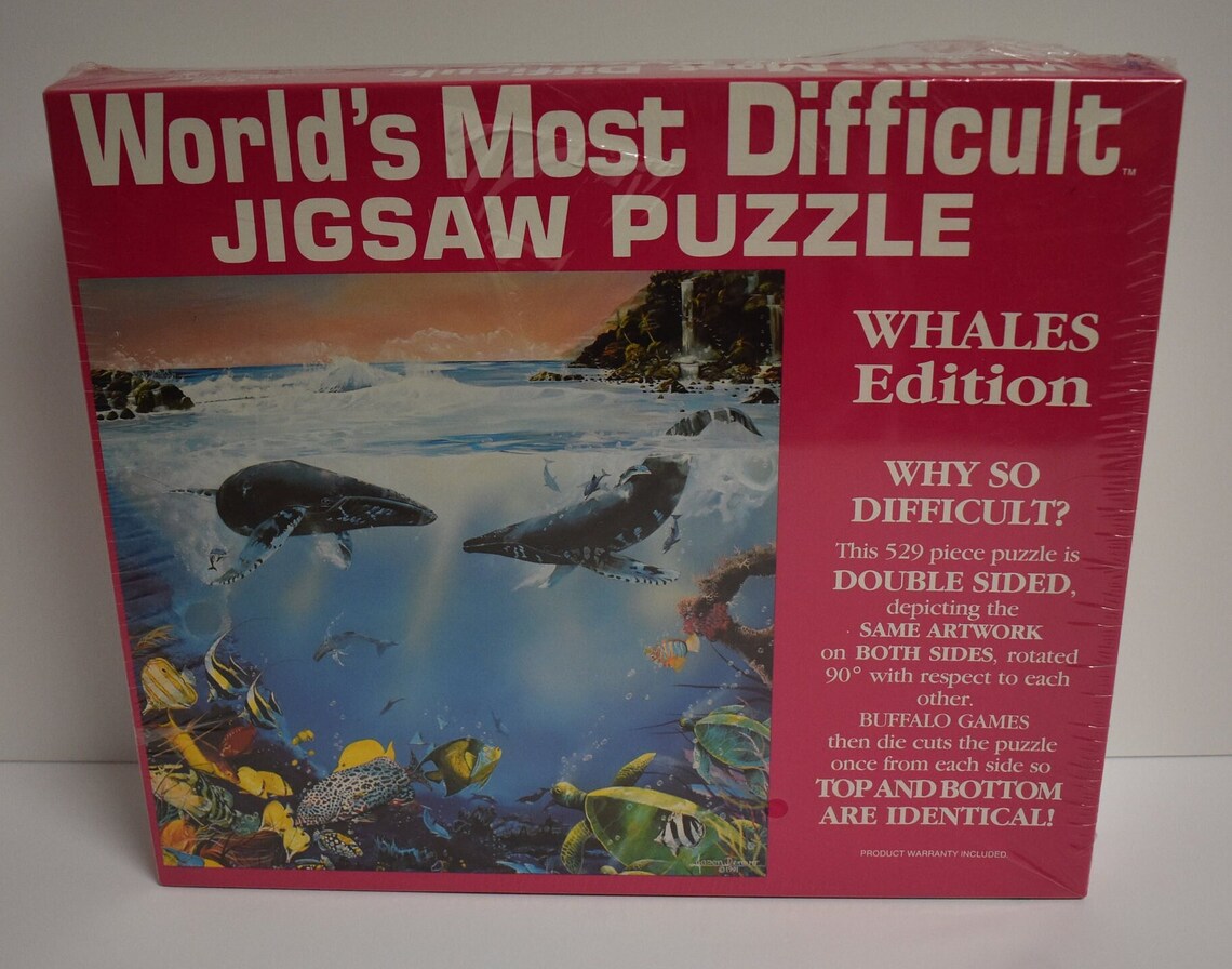 World's Most Difficult Jigsaw Puzzle 529 Pieces Whales Edition 1993 - Etsy