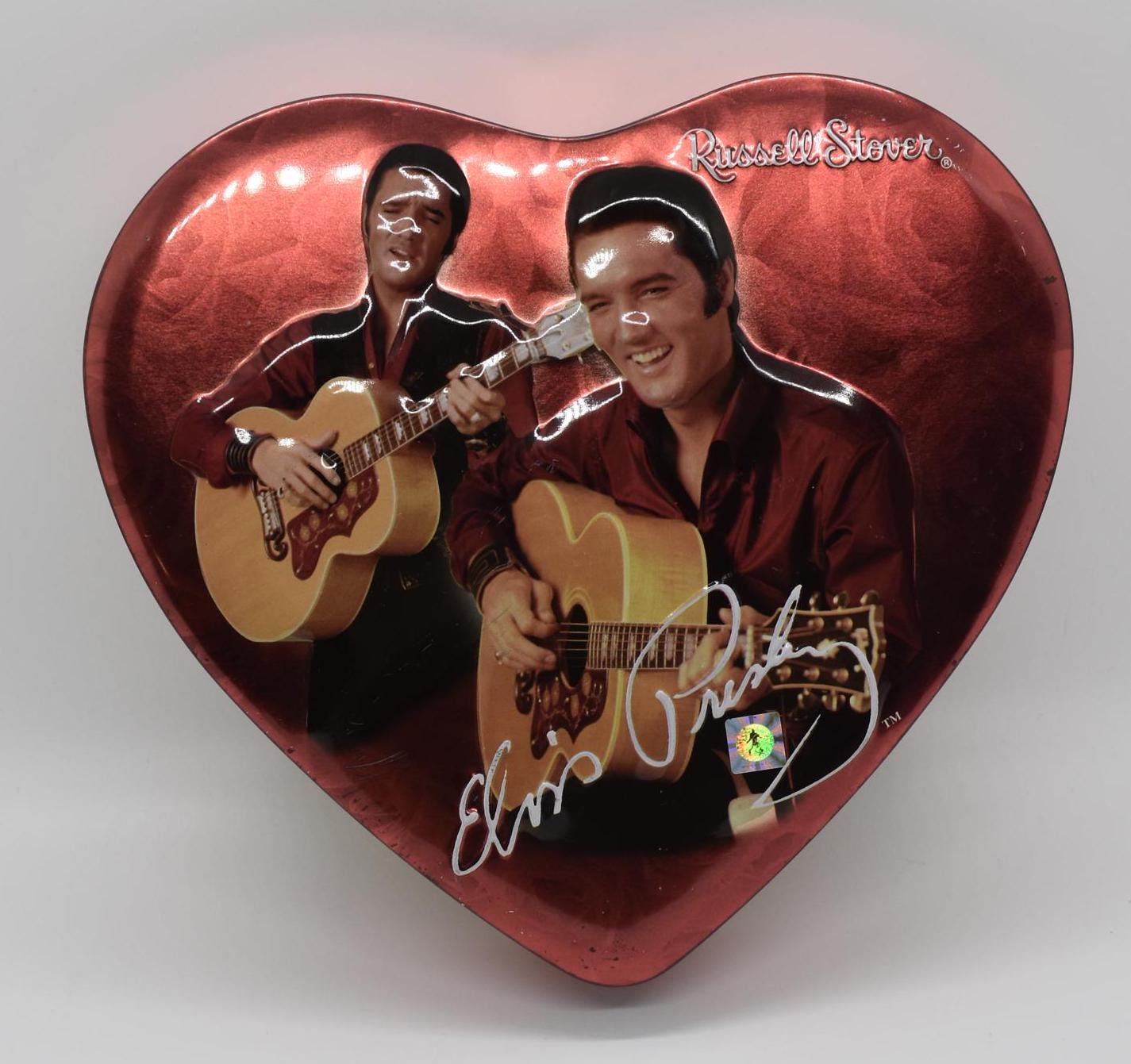 Elvis Presley Valentines Day Candy Tin Embossed With Lid Russell Stover ...
