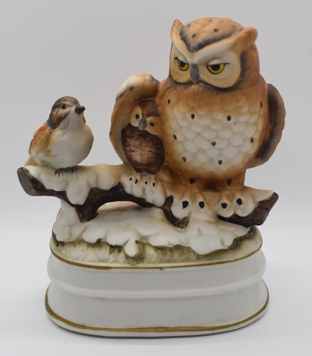 Vintage Towle Porcelain Owl Family Music Box, Japan 1990s - Etsy