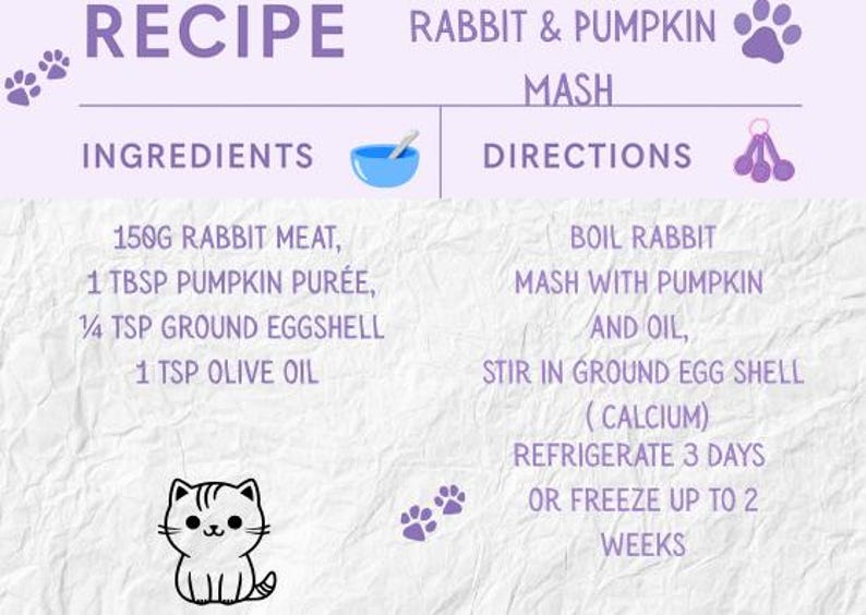 7 Recipe Printable Homemade Cat Food Recipes - Etsy