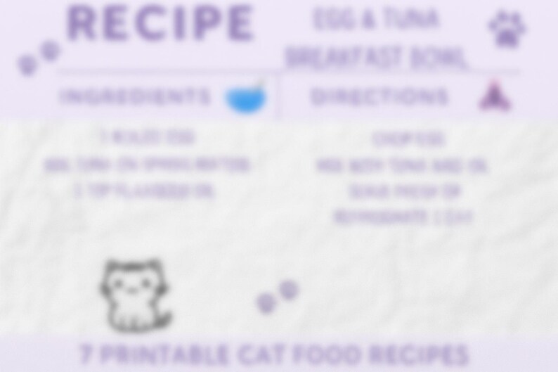 7 Recipe Printable Homemade Cat Food Recipes - Etsy