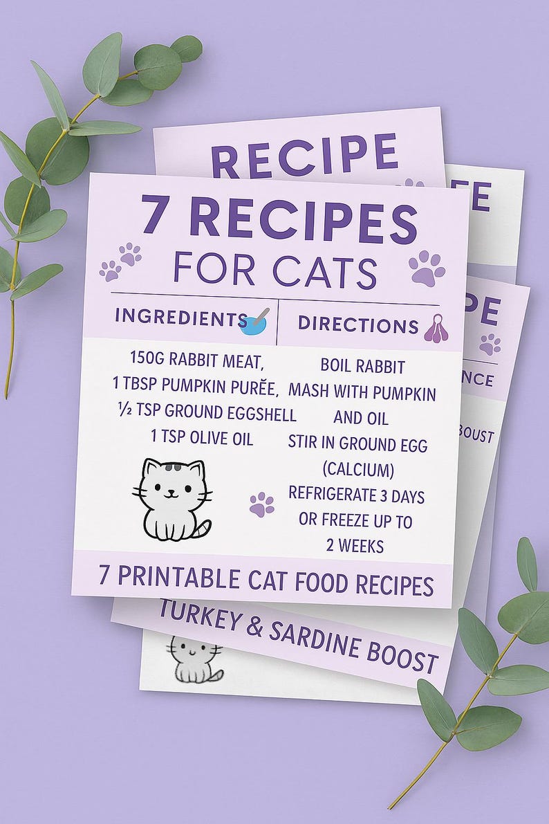 7 Recipe Printable Homemade Cat Food Recipes - Etsy