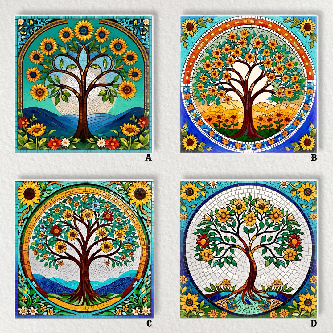 Tree of Life Mosaic Ceramic Tile: 6x6" Glossy Wall Art - Etsy