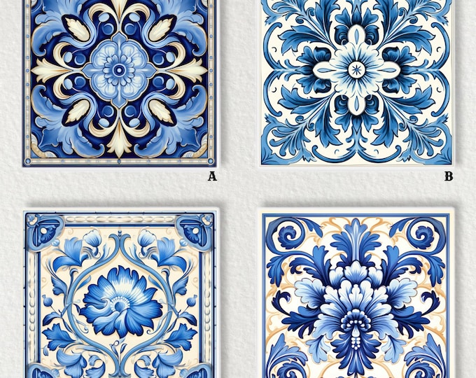 Handmade Blue Portuguese Ceramic Tile: 6x6" Glossy Wall Art - Etsy