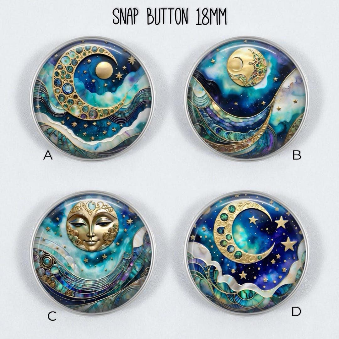 Sun & Moon Snap Charm: Interchangeable Jewelry (18mm) - Etsy