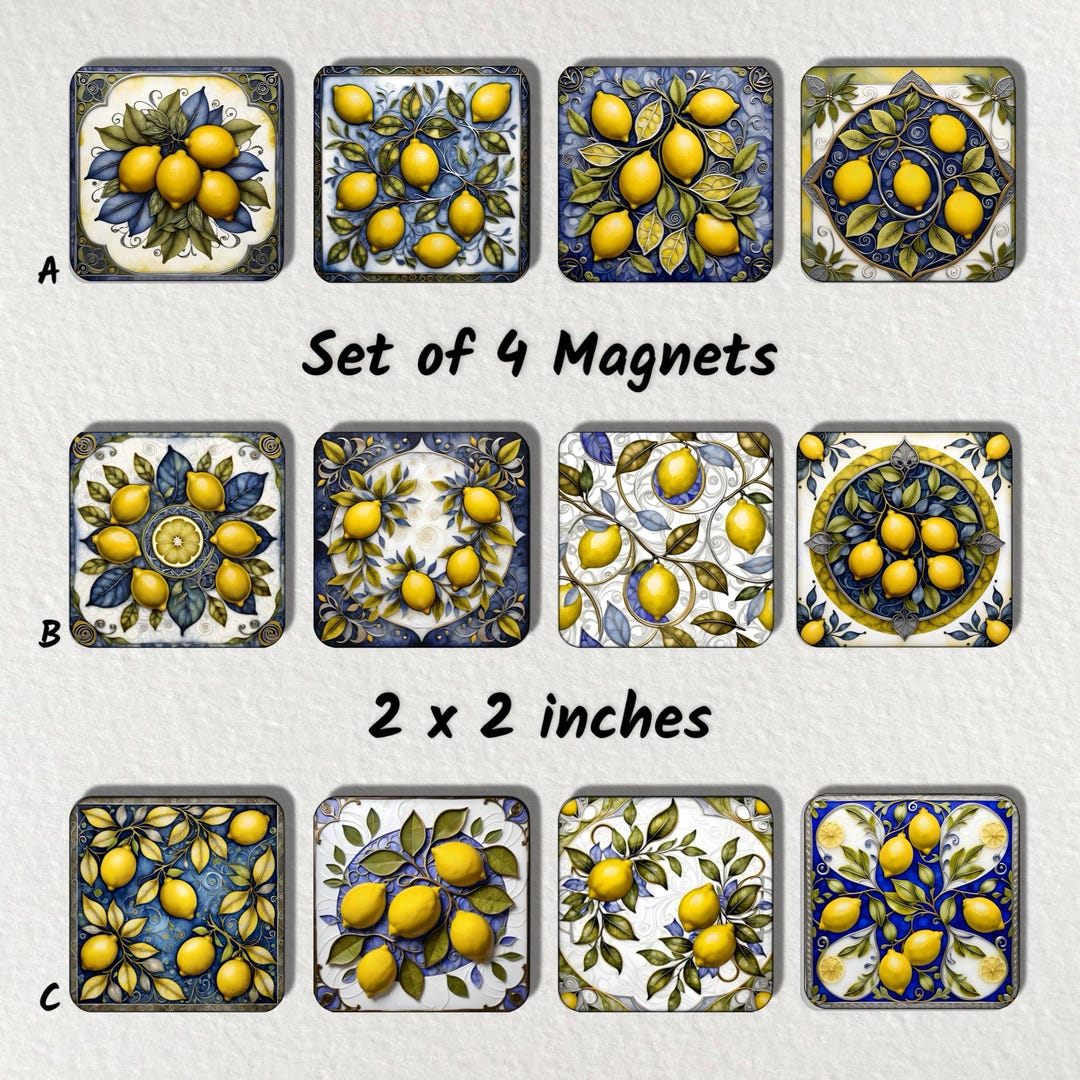 Sicilian Lemons Refrigerator Magnet Set of 4 - Locker Magnet - Fun ...