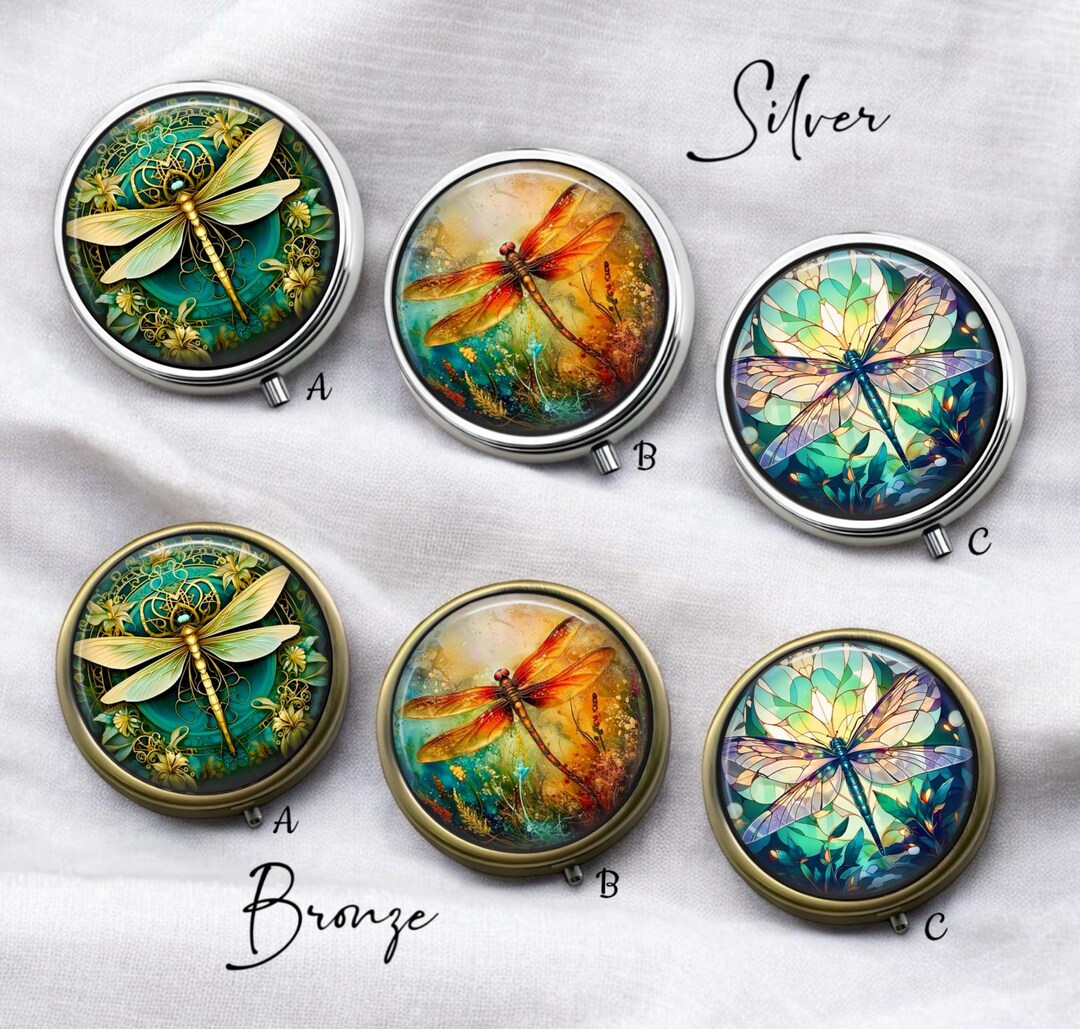 Handmade Dragonfly Pill Box: Silver or Bronze Vitamin Organizer - Etsy