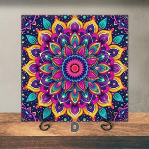 Ceramic Decorative Tile 6x6 Glossy Trivets Tile Wall Art Mandala ...