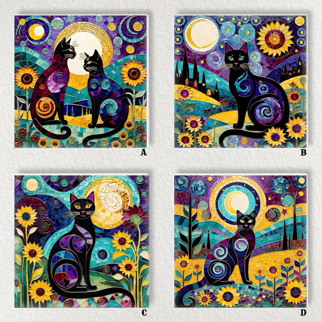 Cats Ceramic Decorative Tile 6x6” * Glossy * Trivets * Tile Wall Art ...
