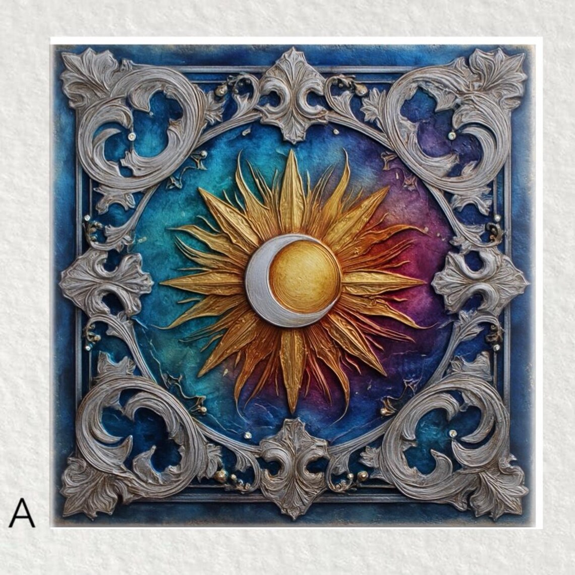 Sun & Moon Ceramic Tile: Glossy Decorative Wall Art (6x6") - Etsy