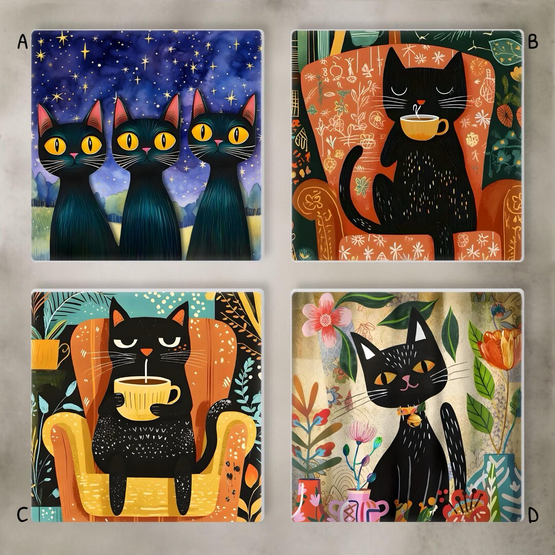 Cat Art Ceramic Tile: Glossy Decorative Trivet, Wall Art (6x6”) - Etsy