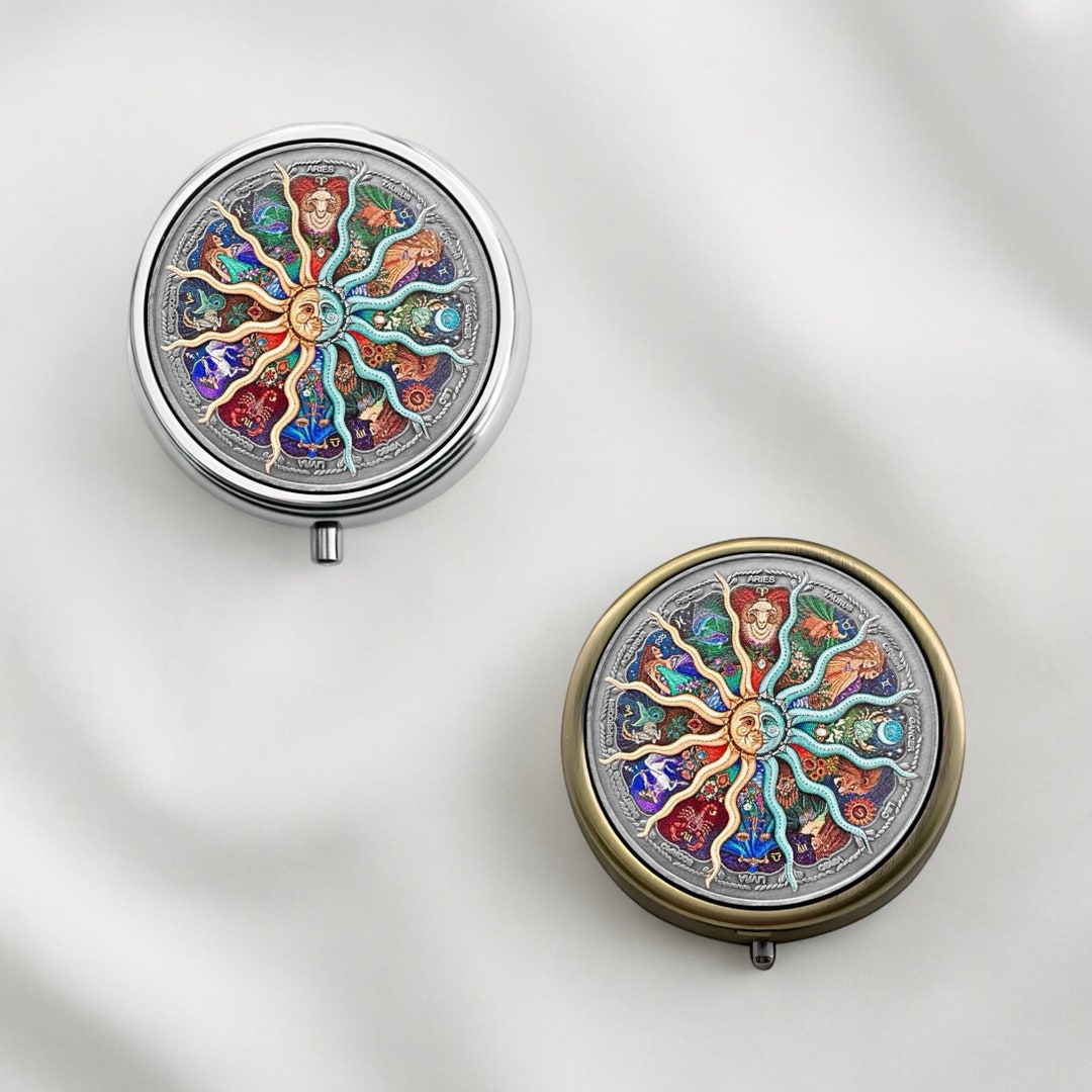 Twelve Constellations Ancient Silver Commemorative Coin Pill Box Pill ...