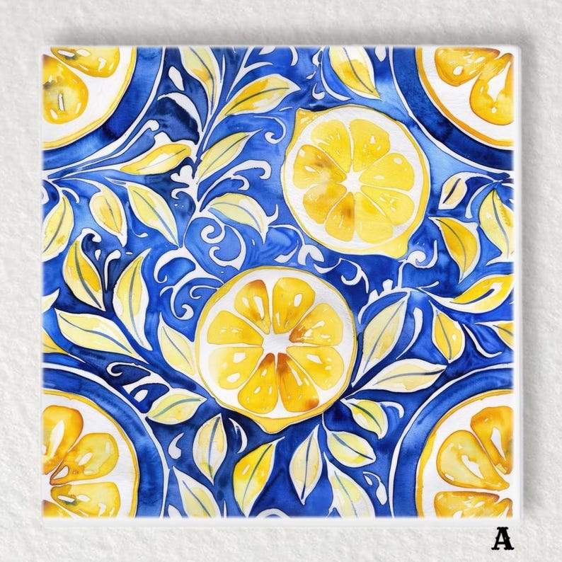Lemon Ceramic Tile: Glossy Decorative Wall Art, Trivet (6x6) - Etsy