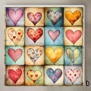 Hearts Ceramic Tile: Glossy Wall Art, Trivet (6x6) - Etsy