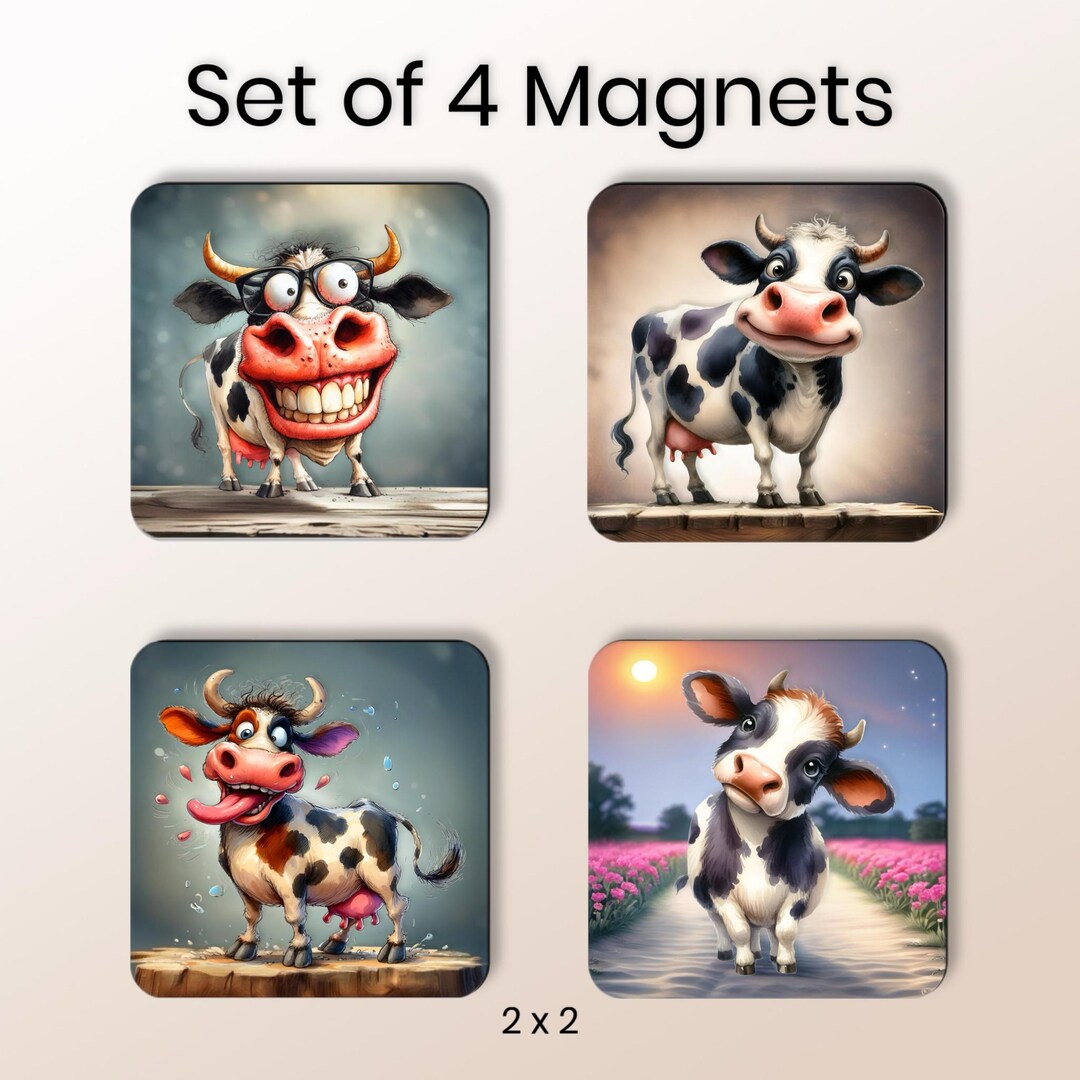 Cows Refrigerator Magnet Set of 4 Locker Magnet Fun Magnets Decorative ...